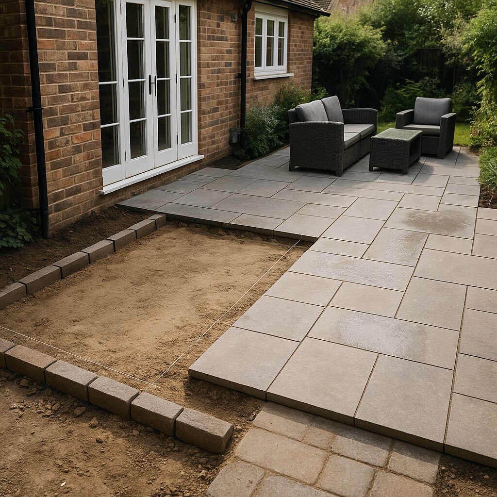 Create A Patio Fall For Drainage | UKPTG