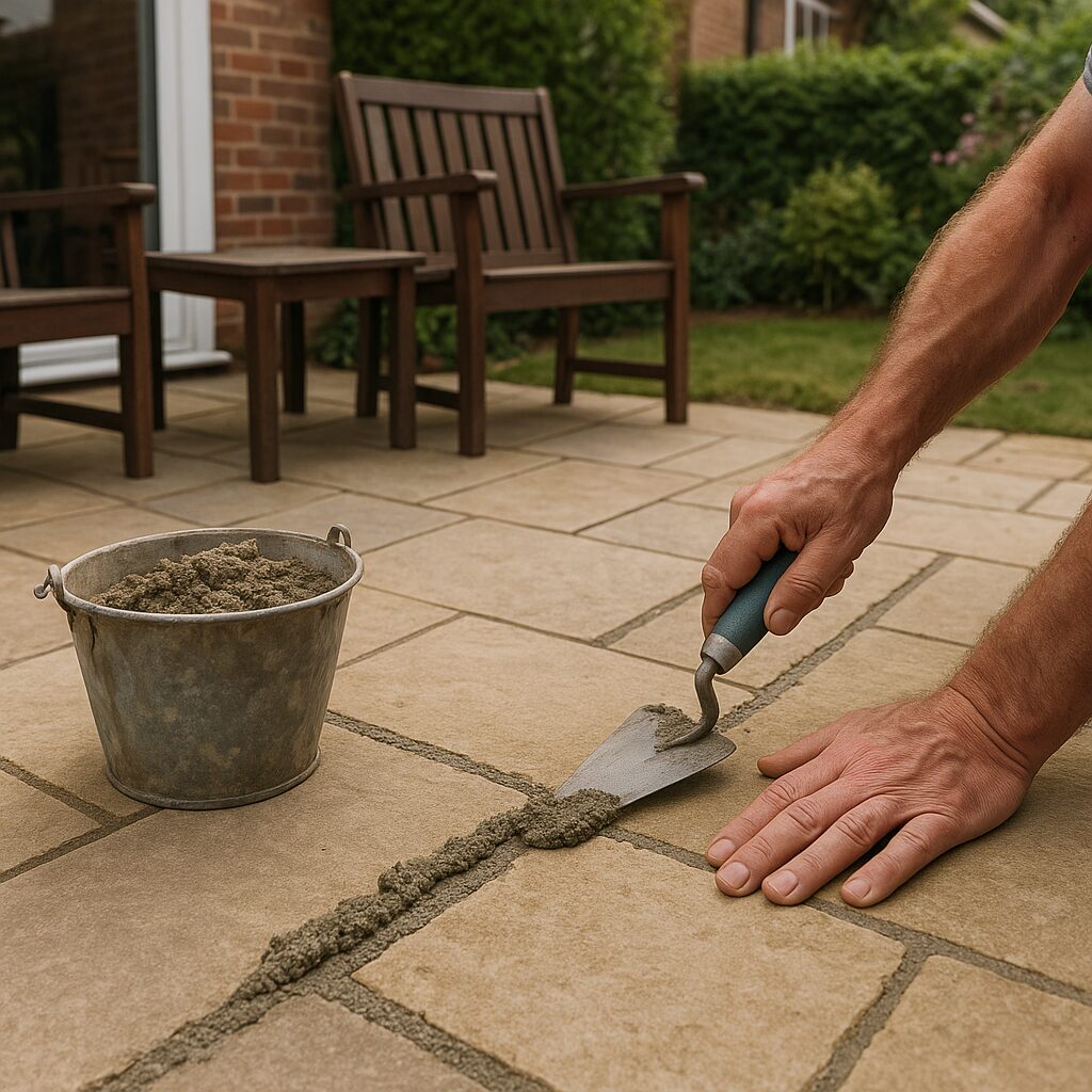 Joint Patio Slabs With Mortar Mix - Paving Jointing & Finishing