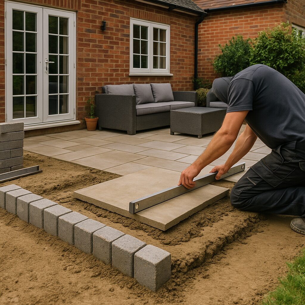 Lay Patio Slabs With Drainage Fall Guide | UKPTG