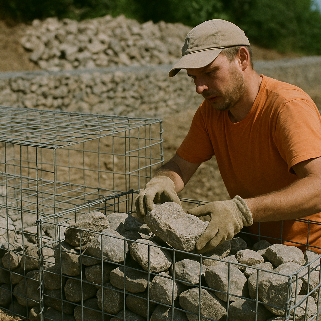 Gabion Wall Build - Landscaping Structures & Porcelain